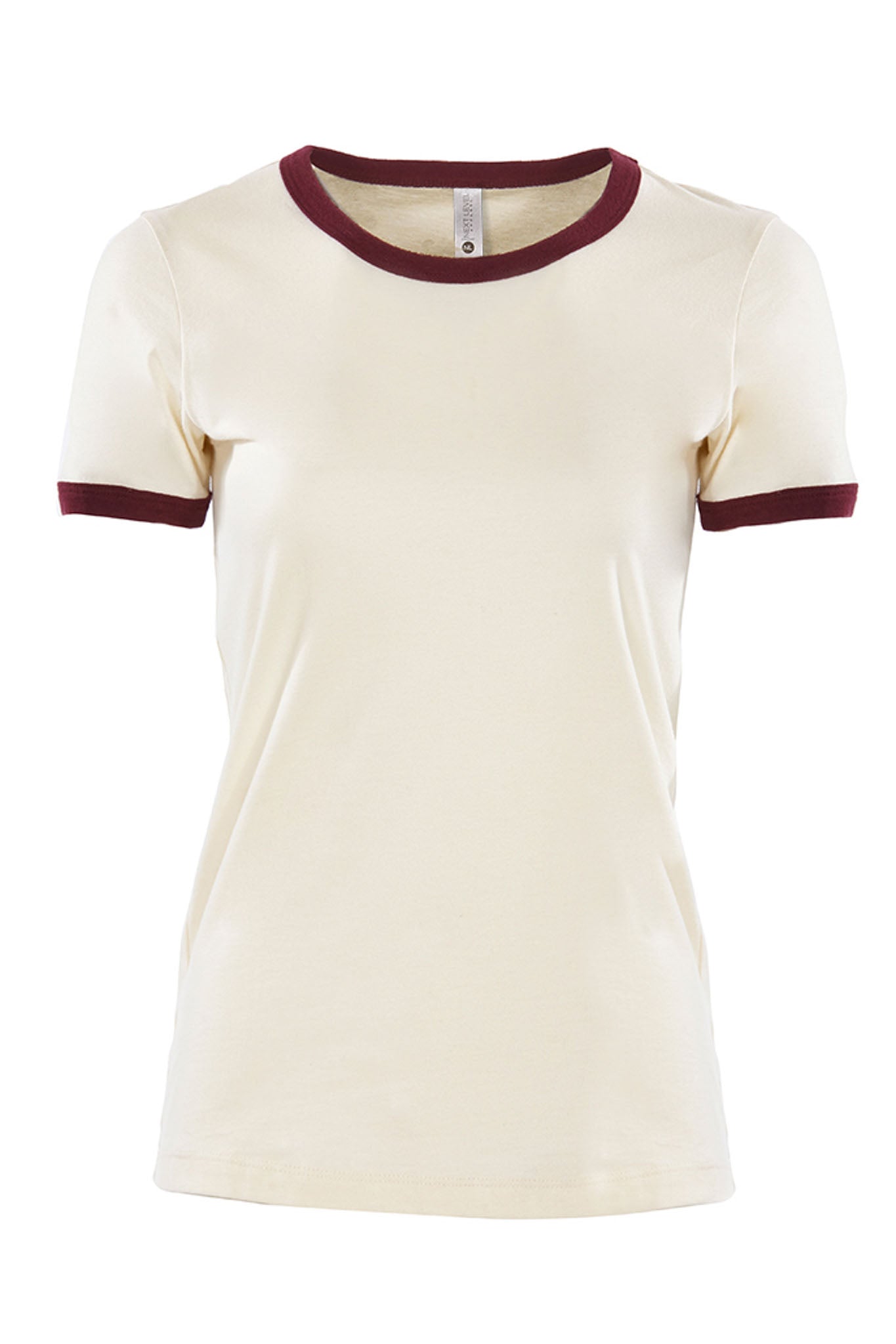 Natural/Maroon Cotton Ringer Tee - 3904 | Next Level Apparel