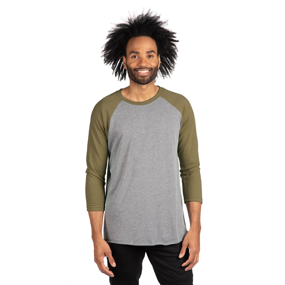 Tri-Blend 3/4 Raglan T-Shirt - Military Green/Premium Heather | NLA