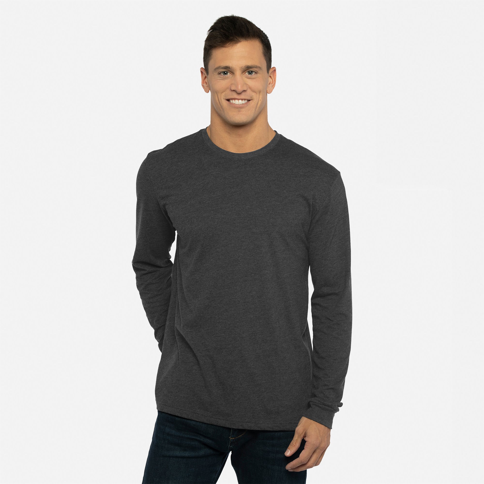 6411 Sueded Long Sleeve T-Shirt Heather Charcoal | Next Level Apparel