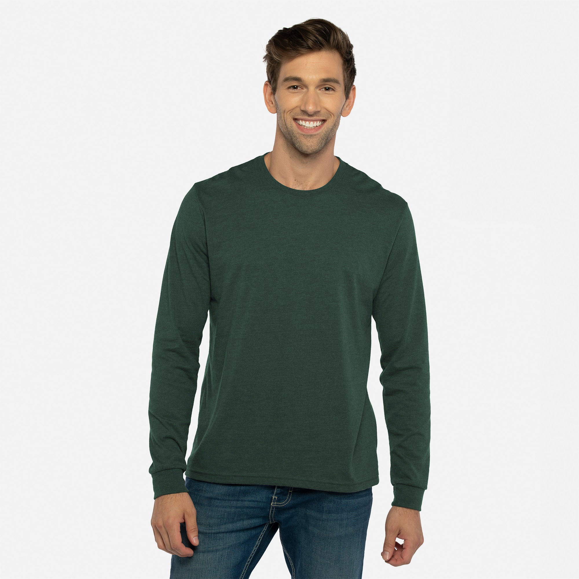 6411 Sueded Long Sleeve T-Shirt Heather Forest Green | Next Level Apparel
