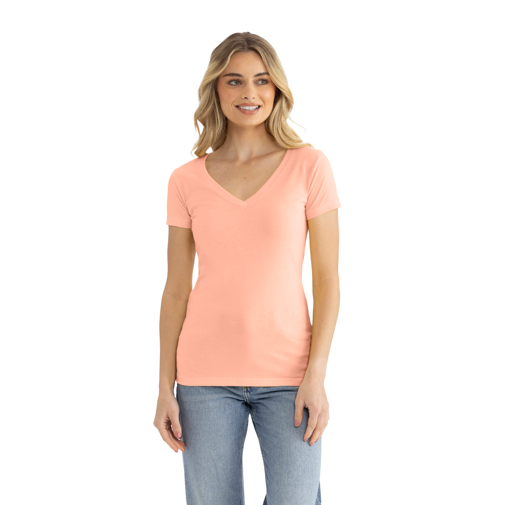 Women's Ideal V Neck T-Shirt - Light Orange | 1540 | NLA